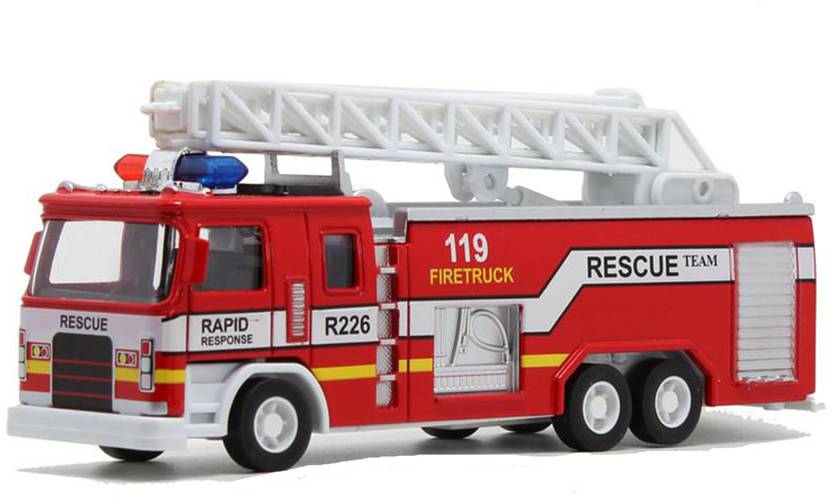 Toys N Smile Die cast Alloy Pull Back Fire Brigade Fire Rescue Truck ...