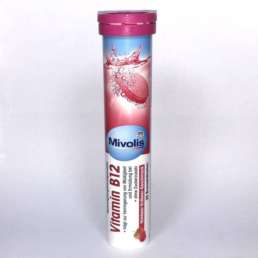 Mivolis Vitamin B12 raspberry strawberry flavor 20 effervescent tablets ...