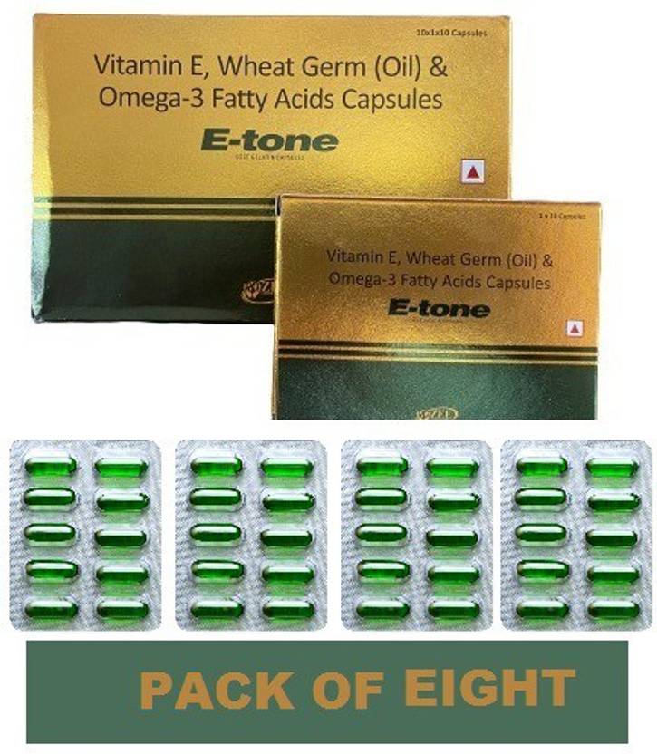 ZEE DRUGS E-TONE CAPSULE WITH OMEGA 3 AND WHEAT GERM OIL (8*10CAPSULES ...