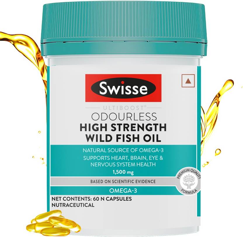 Swisse High Strength Fish Oil with 1500mg Omega 3 g for Heart, Brain ...
