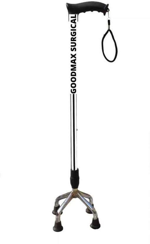 GOODMAX SURGICAL 4Leg Chrome Height Adjustable Walking Stick Walking ...