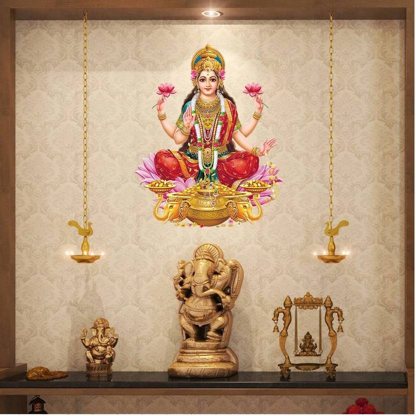 Picniva Mata Laxmi Ji Wall Sticker For Pooja Ghar God's Festival ...
