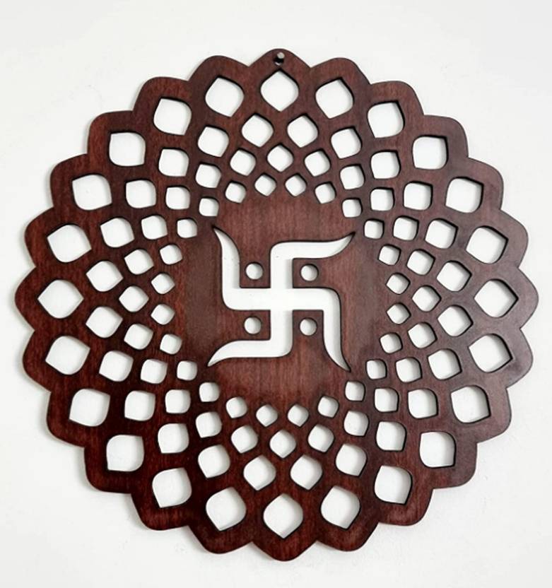a4skart Beautiful Om Design Wooden Religious Wall Hanging| Swastik ...