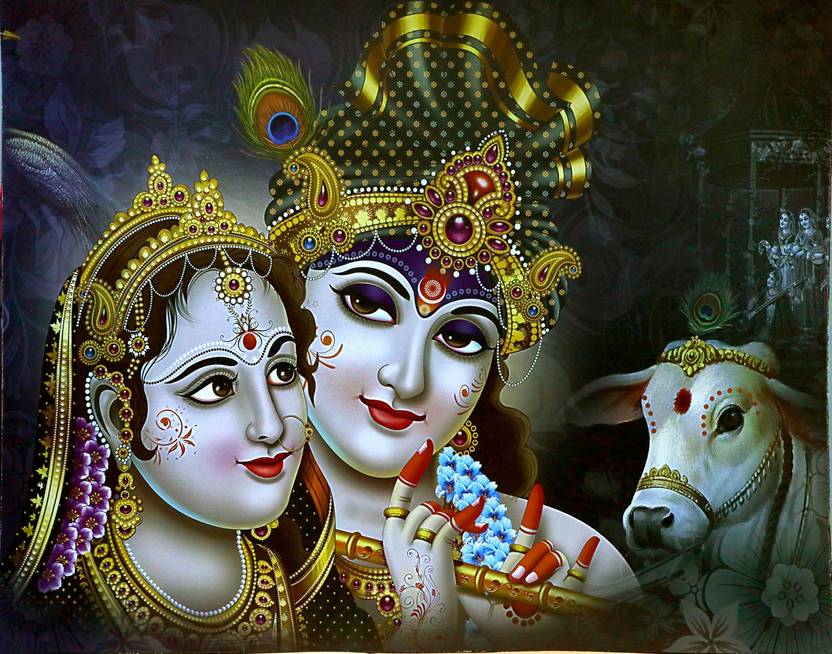 Deeveeposters ROSE FRAMING Radha Krishna wall sticker poster with ...