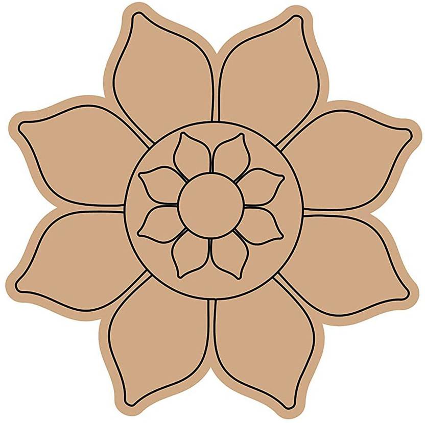 Printfry Pre Marked Wooden MDF Flower Design Rangoli Shapes Cutout for Crafts Work Home Price in ...