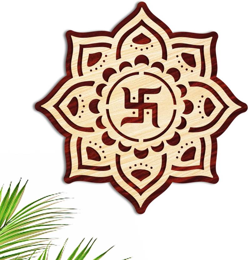 Home Delight Wooden Double Layered Swastik Wall Decor Price in India ...