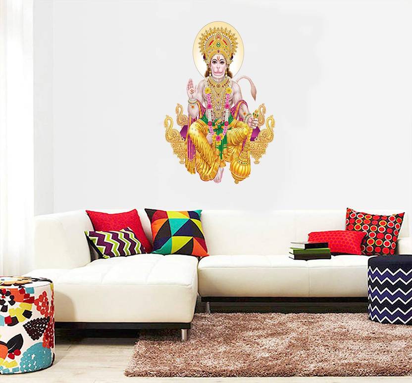 Hello print india Lord hanuman ji Wall Stickers (PVC Vinyl,Multicolour ...