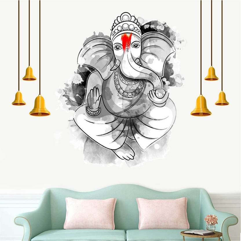 WALLPIK Lord Ganesha Ganapathi Vinayagar Hindu God Pray Bells Wall ...