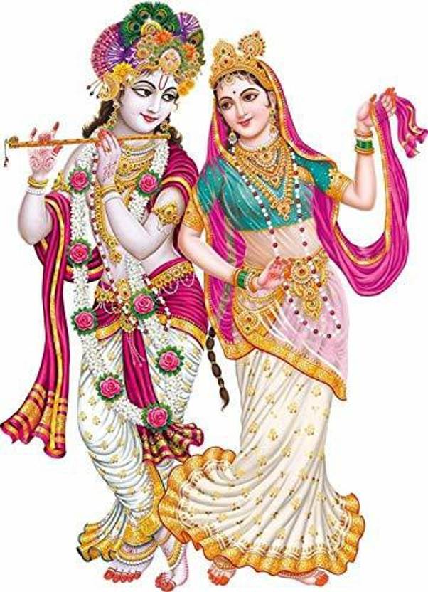 Picniva Radha Krishna, Krishna Sang Radha Wall Sticker For Pooja Ghar ...