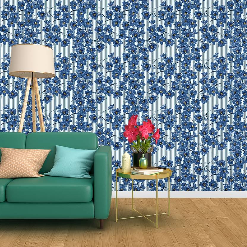 Wallpaper Mart Floral & Botanical Blue Wallpaper Price in India - Buy ...