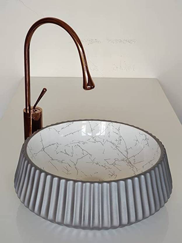 Pingex Grey Round LOUVERS-2003Ceramic Polished Finish Slim Rim Wash ...