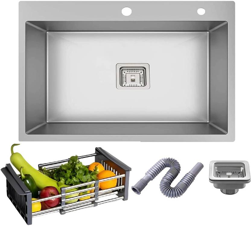 MESSINA 304 GRADE HANDMADE (24" x 18" TAP HOLE) KITCHEN SINK SINGLE ...