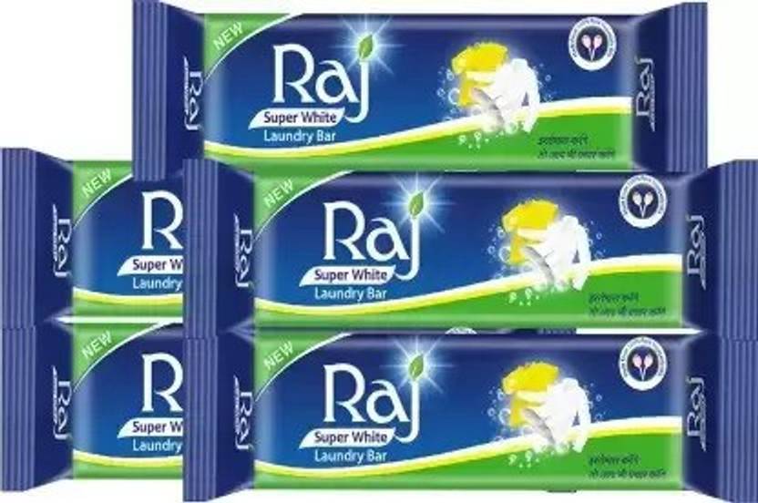 RAJ Super White Laundry Bar ++ {Pack Of 5} Classic Original Detergent ...