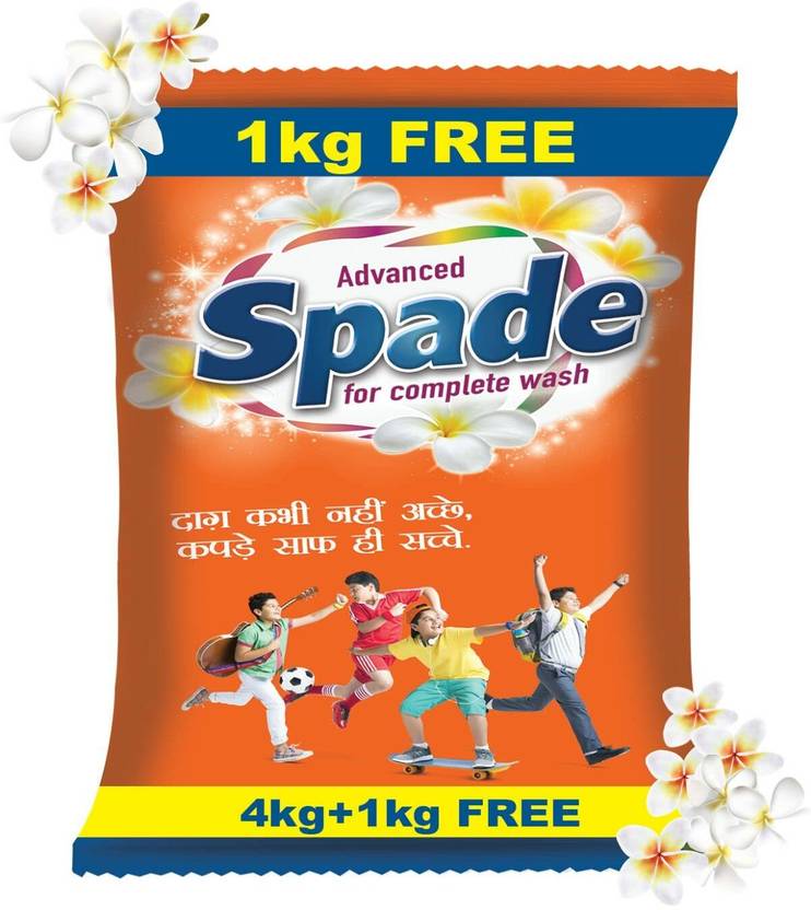 SPADE Detergent Powder (4KG + 1KG FREE), Washing Powder with ADVANCED ...