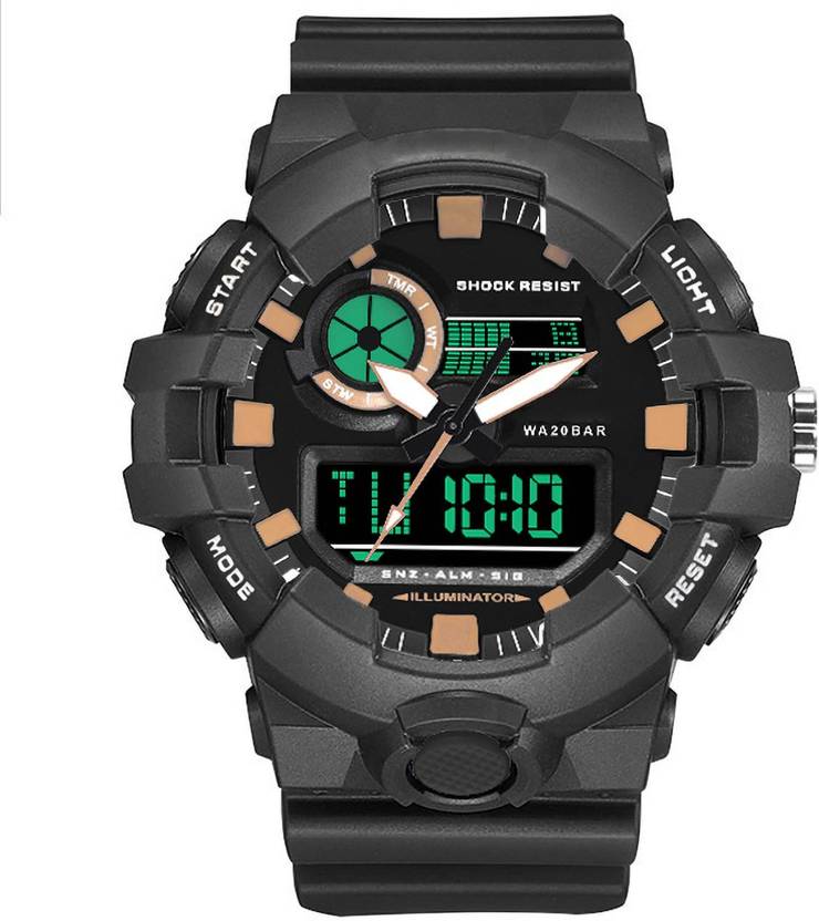 Shocknshop Dual Time Sports Stylish Black Dial Multifunctional Watches ...