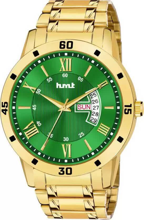 HMTG HMT-3003 Green Day & Date Original HMT Gold Plated Adjsutable ...
