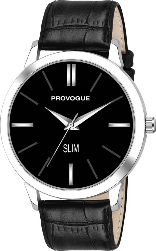 PROVOGUE Ultra Slim Series Black Dial & Black Leather Strap at Best Price