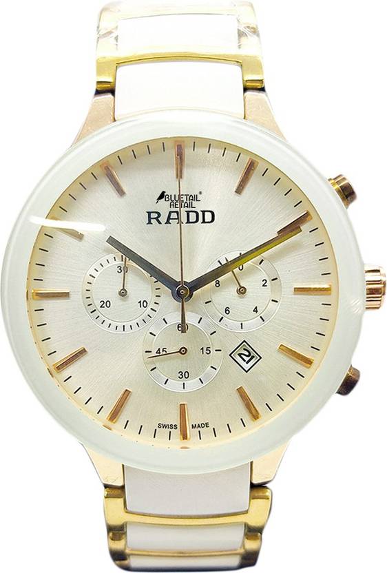 Bluetail Retail Radd Centrix Chrono White Dial Quartz White Ceramic and ...