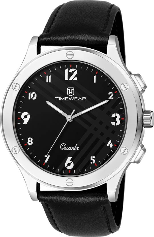 TIMEWEAR 314BDTG TIMEWEAR New Track Black Number Dial Black Leather ...
