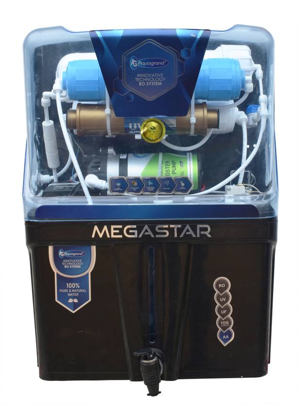 Aquagrand Megastar Black Model With Alkaline B12 Filter 15 L RO + UV ...