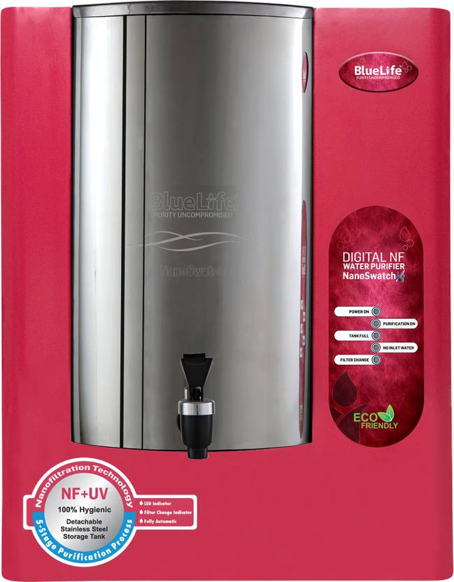 BlueLife NanoSwatch with Detachable SS Tank 6 L NF + UV Water Purifier ...