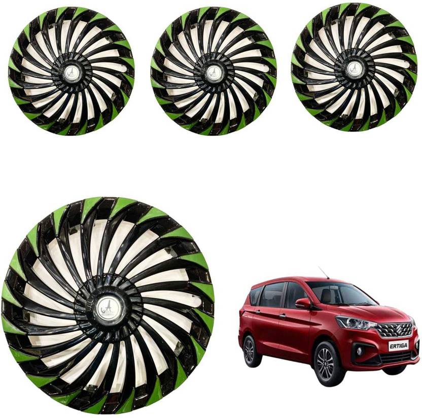 KYZO CAR WHEEL CAP/ WHEEL COVER TURBINE DESGIN "GREEN_BLACK" 15 INCHI ...