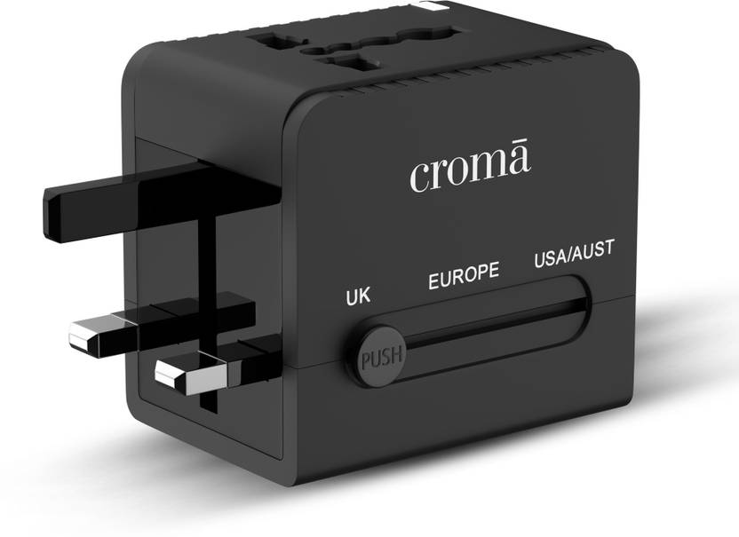 Croma Universal Dual USB Adaptor 2.1 Ampere CREP0144 Worldwide Adaptor ...
