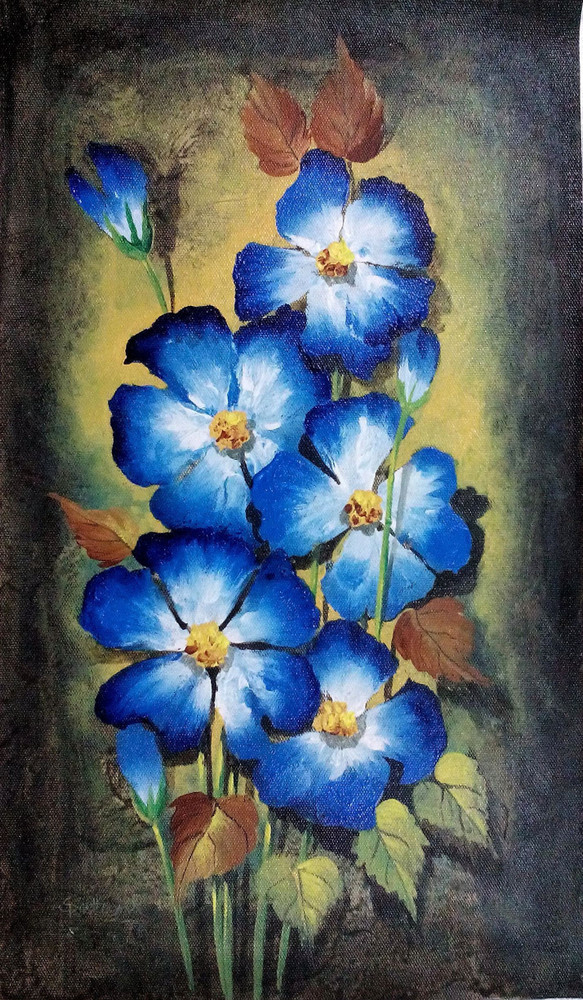 Acrylic Paintings Of Blue Flowers