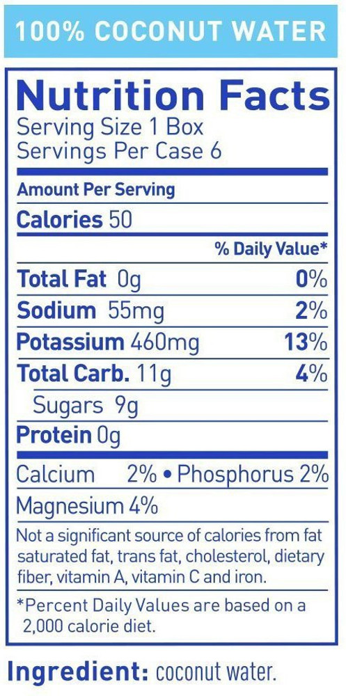 Coconut Water Nutrition Facts Zico