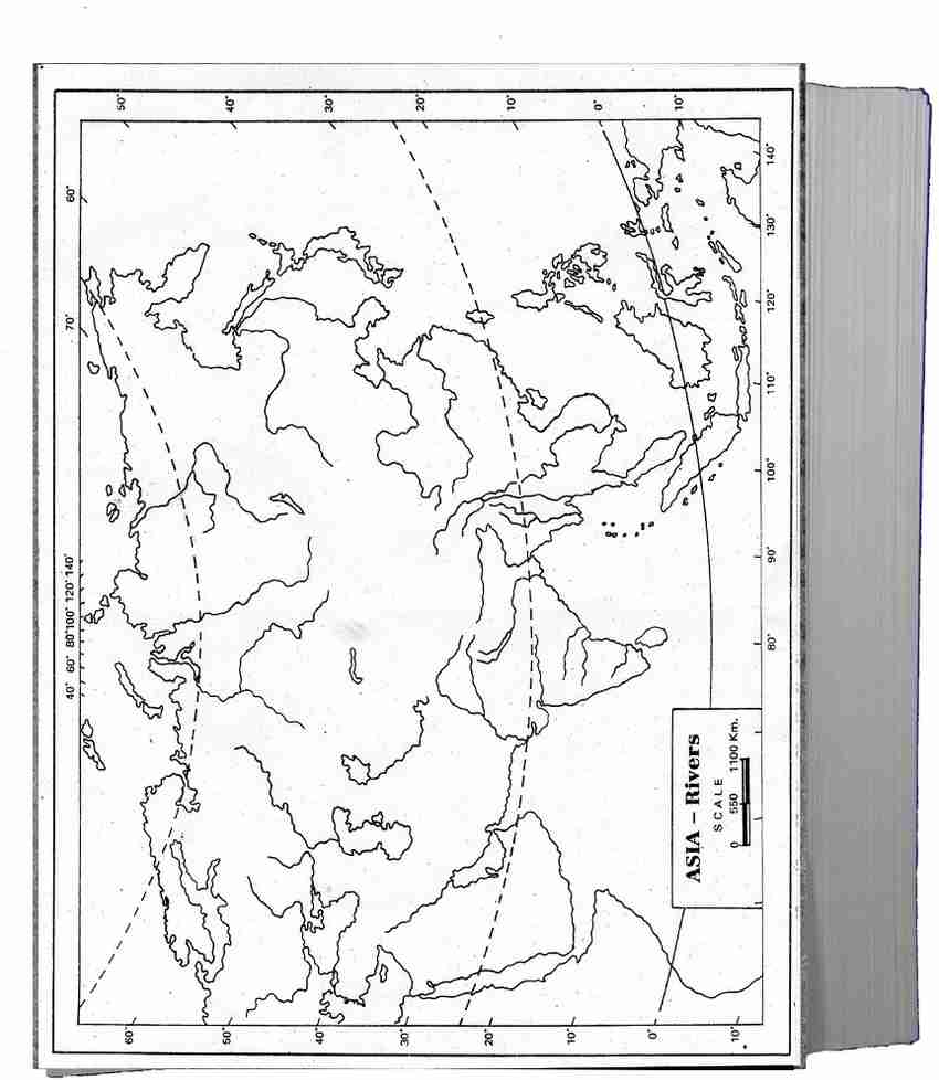 Blank Physical Map Of Asia With Rivers