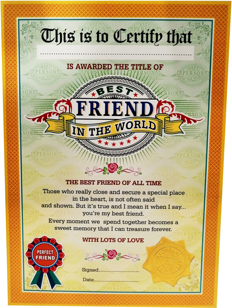 Best Friend Certificate