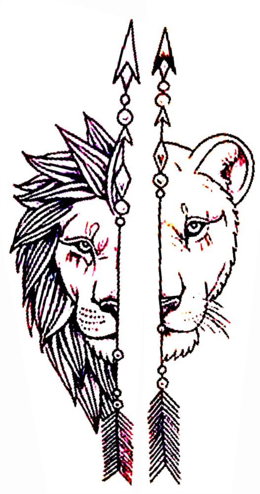 Matching Lion And Lioness Tattoos