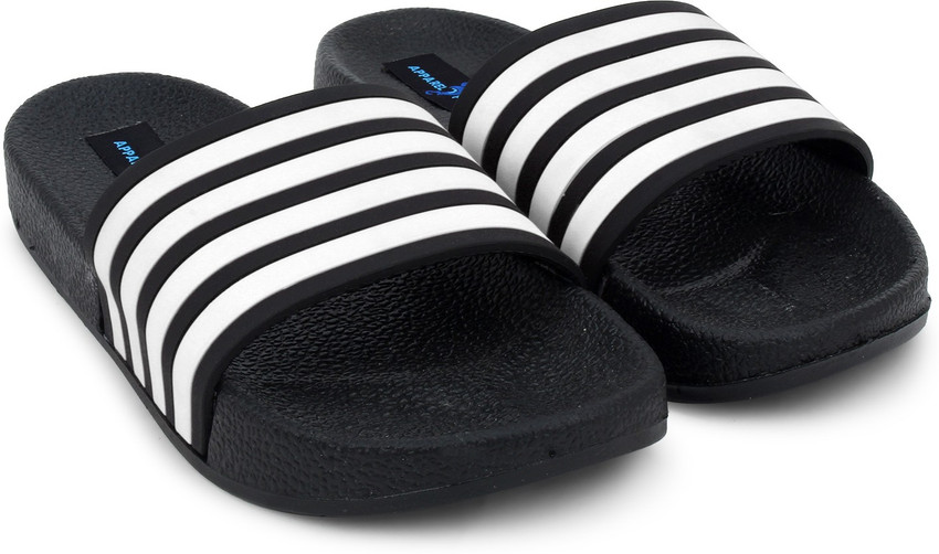 Black Striped Sliders For Men, 45% OFF