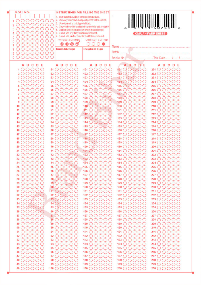 PDF) 300 Questions OMR Sheet SUDIPTA MITRA, 48% OFF