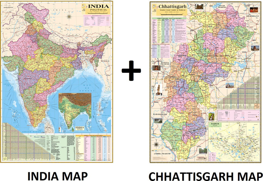 SKYGOLD INDIA India Map Political Wall Chart Photographic, 42% OFF