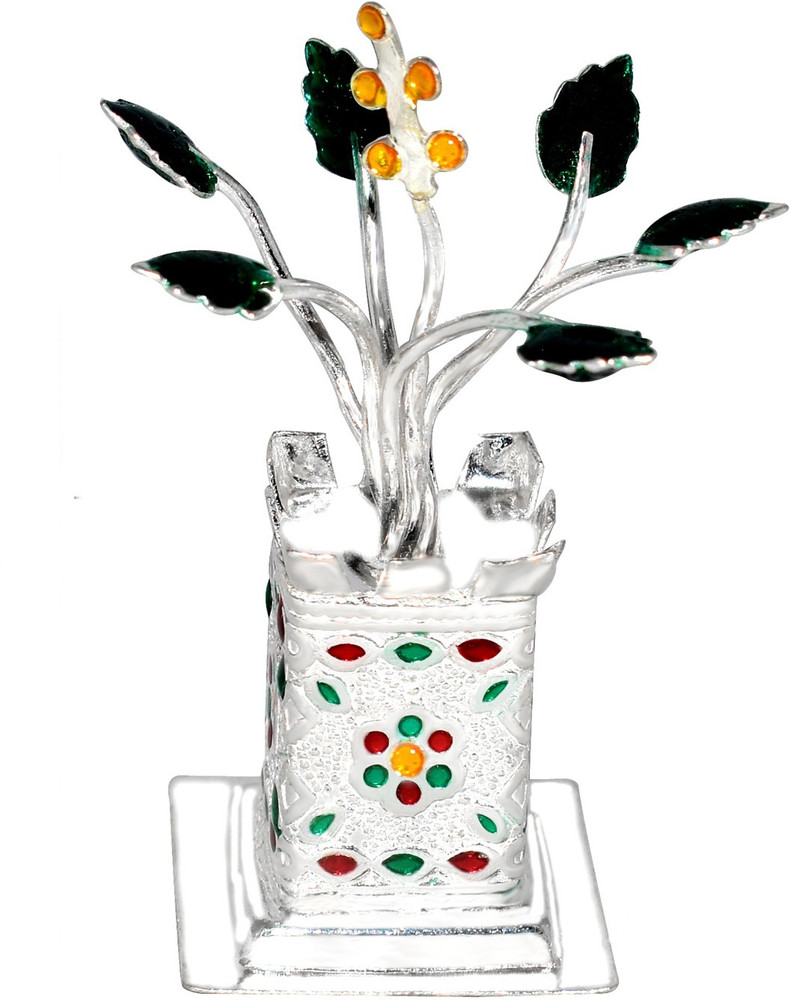 Silver Tulsi Tree For Pooja In Inches Height Medium Size