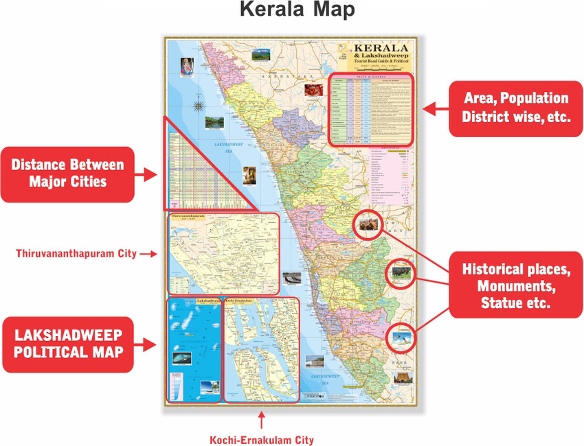 Kerala Tourist Places Map With Distance
