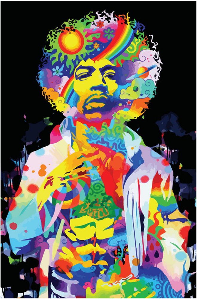 Jimi Hendrix Trippy Drawing