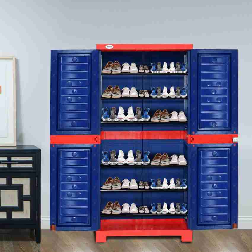 Red And Blue Shoe Rack