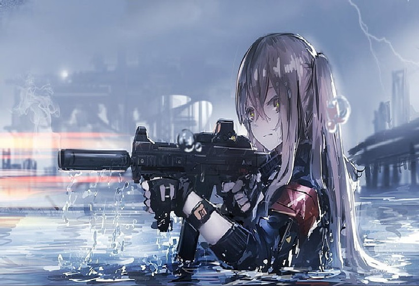Anime Girl With Gun Wallpaper