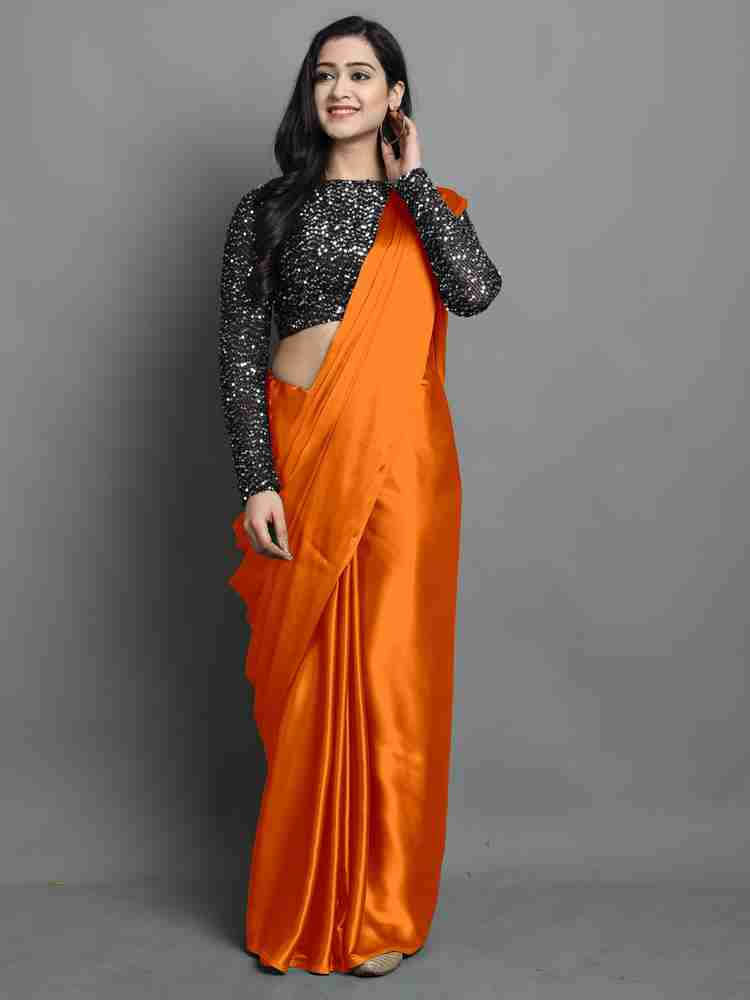 Orange Plain Saree