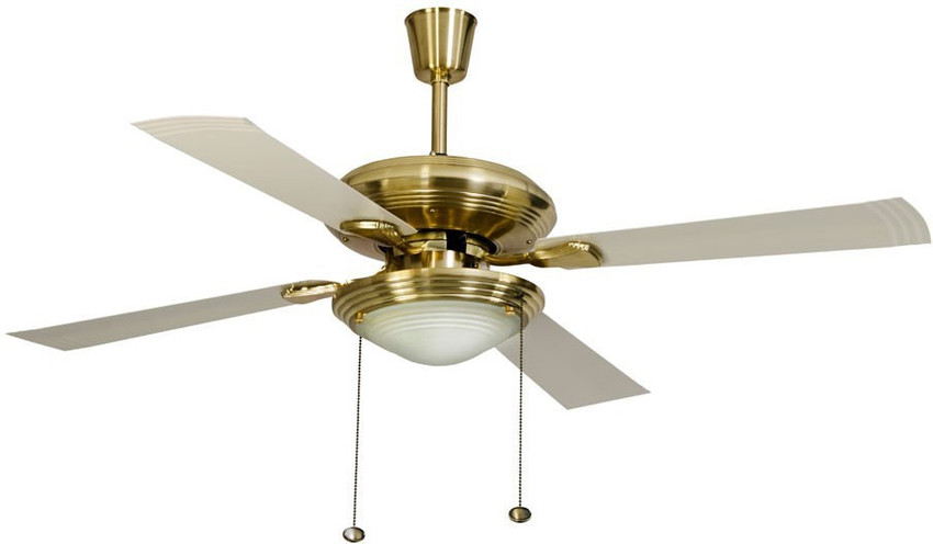 Usha Fontana Maple Antique Brass Ceiling Fan With Light | Shelly Lighting