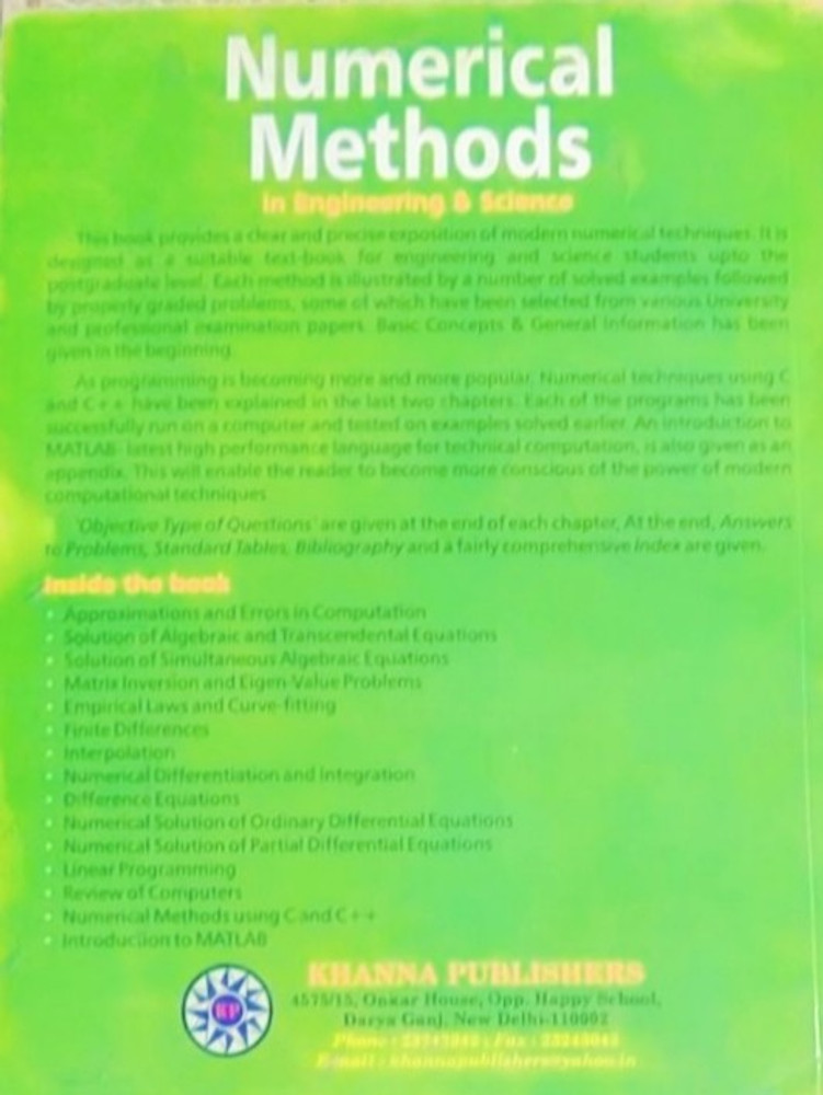 Numerical Methods For Engineers And Scientists