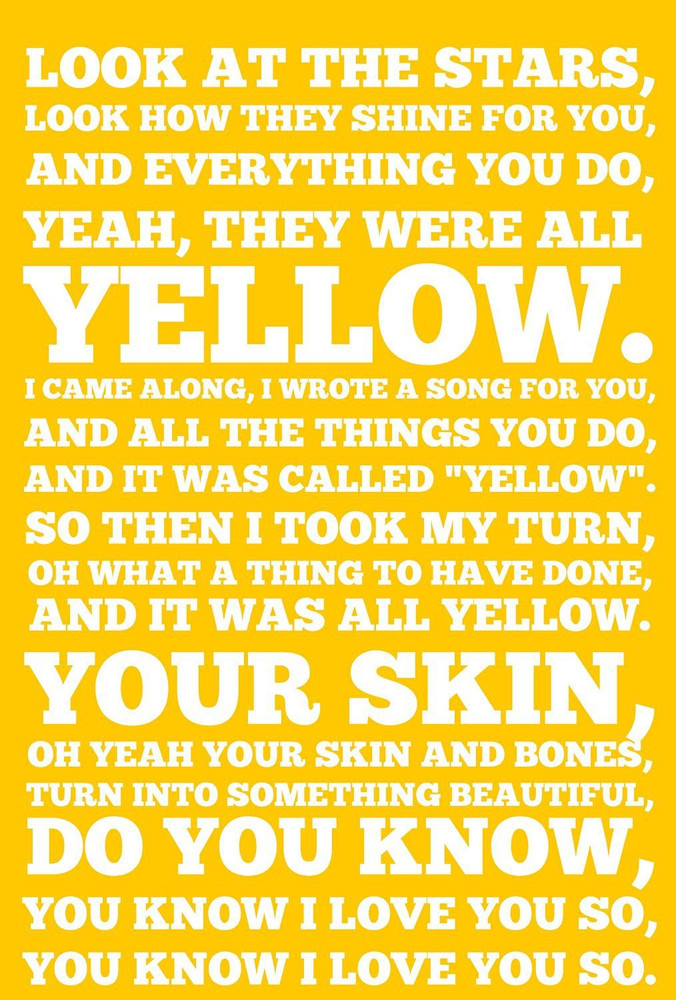 Coldplay Lyrics Wallpaper Yellow