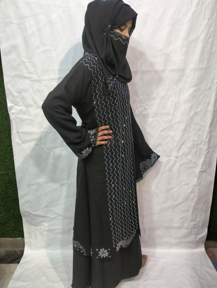 Abaya Hand Black Stone Design