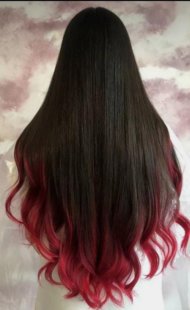 Black Hair With Bright Red Tips