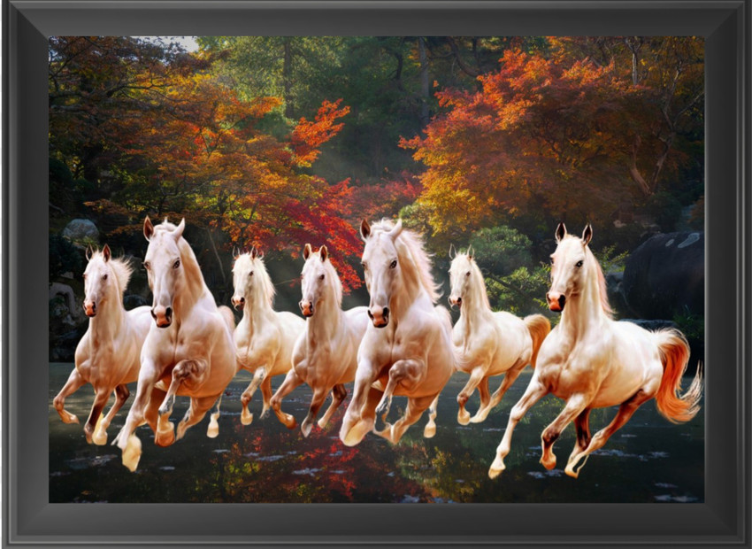 7 Horses Painting Hd