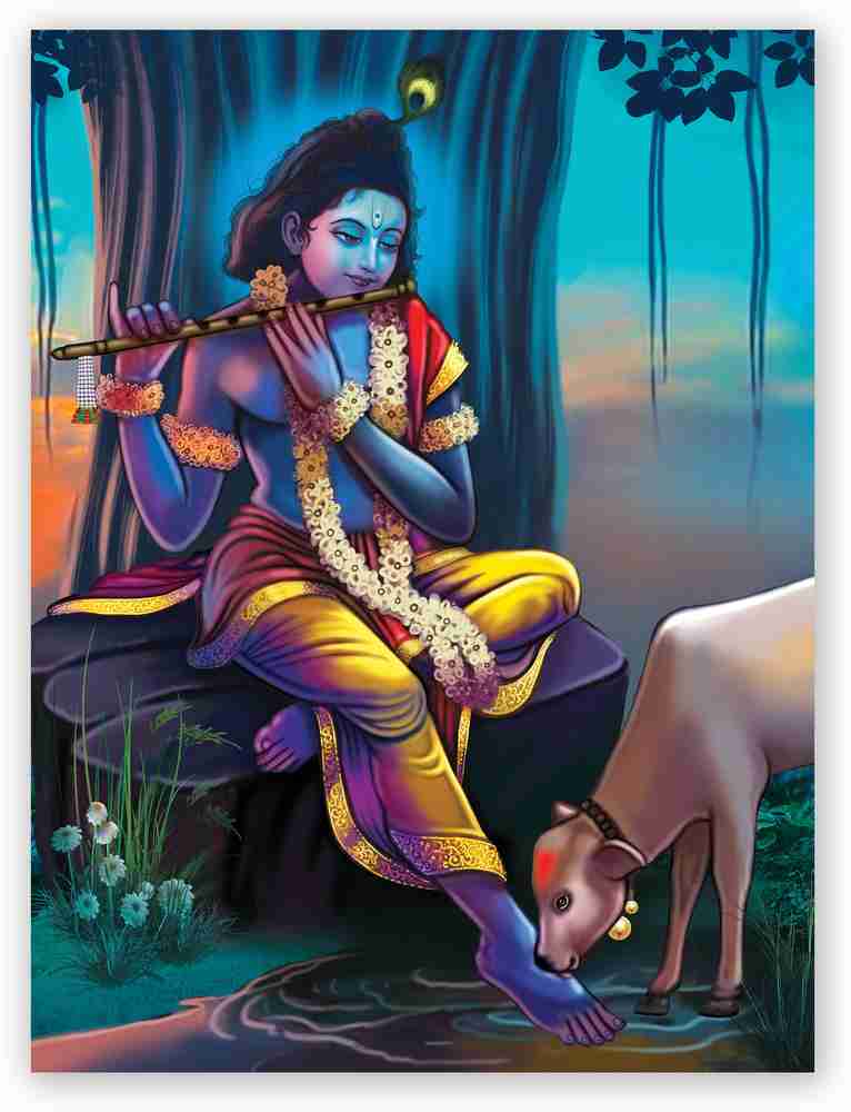 Krishna Playing Flute In Print