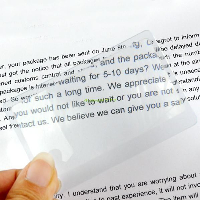 Wallet Magnifier Credit Card Sized Magnifying Lenses 3X Magnification ...
