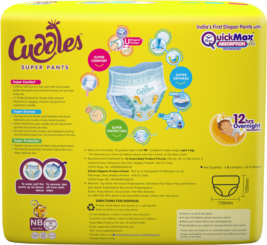 Cuddles Super Pants Pant Style Diaper New Born Buy 36 Cuddles Super ...